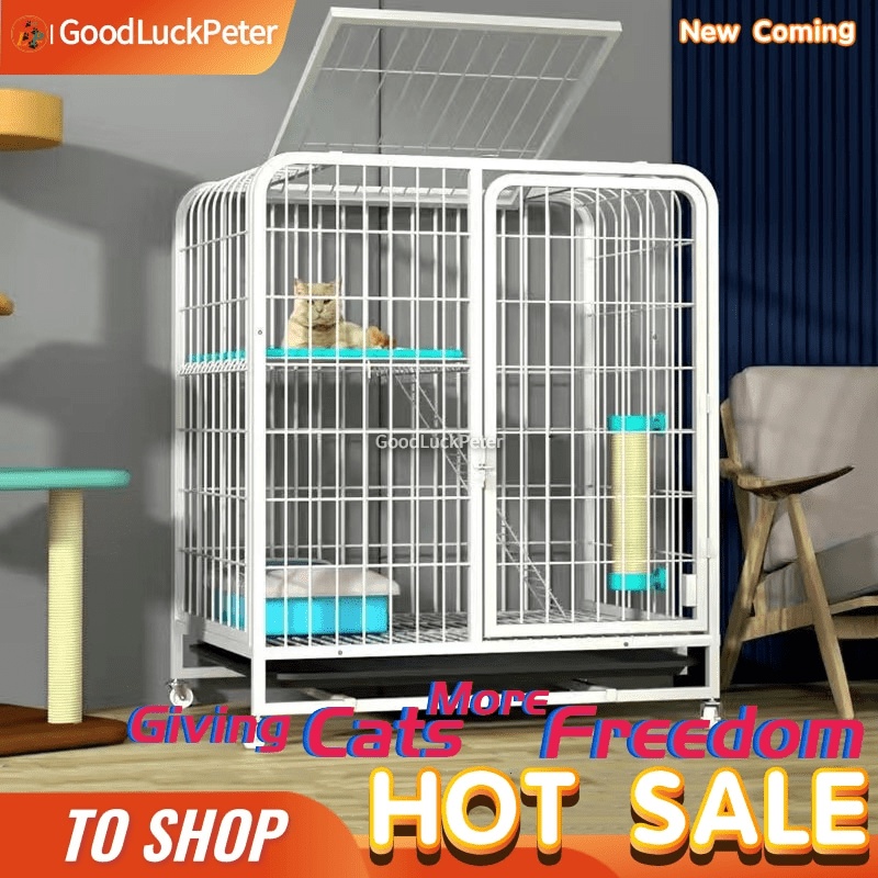 Large Space Cat Cage Cat House Cat Villa (Two-Story) with toilet ...