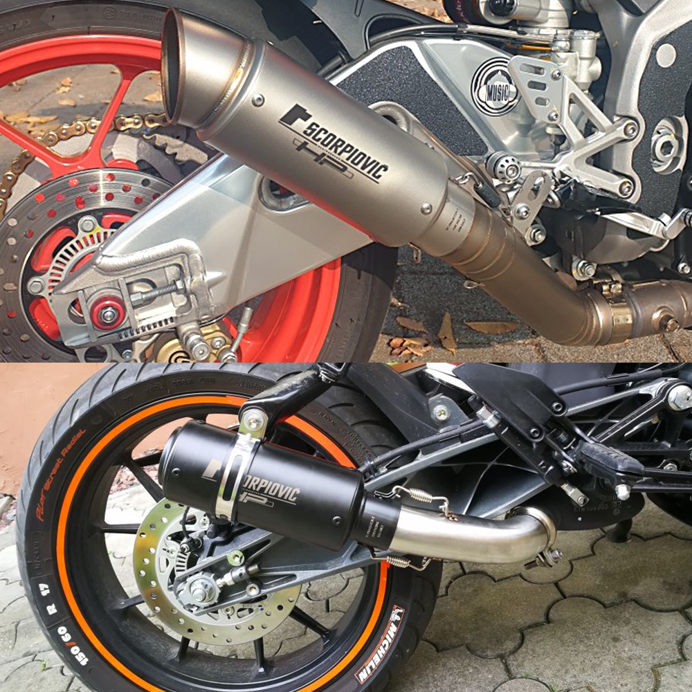 SC Universal 51mm/60mm Motorcycle Exhaust Pipe Locomotives Professional Stainless Steel Tailpipe ...