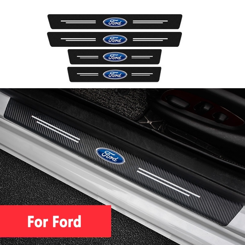 4PCS Carbon Fiber Car Door Sill Protector Auto Threshold Strips Sticker ...