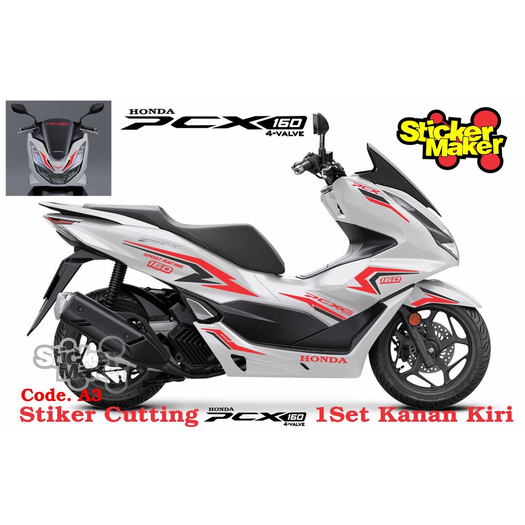 PUTIH Sticker pcx 160 sticker cutting body honda pcx 160 White new A3 ...