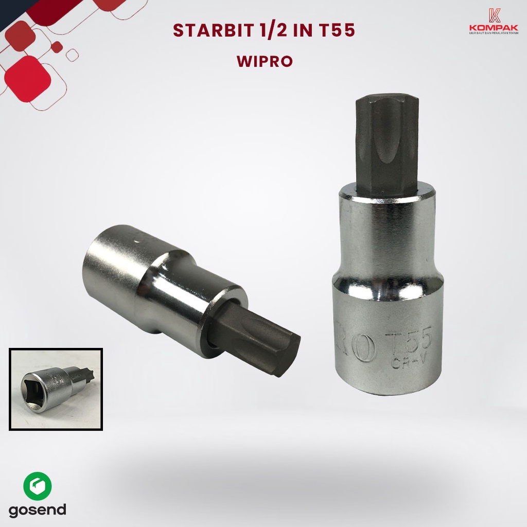 MATA Wipro T55 Star Bit 1/2" Star Bit Socket T 55 Star Shock 1/2 inch ...