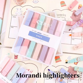 Morandi color highlighter eye care marker soft head marker student ...