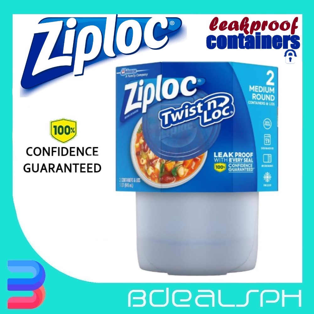 Ziploc Small / Medium Round Twist 'N Loc Food Container With Lid Set ...