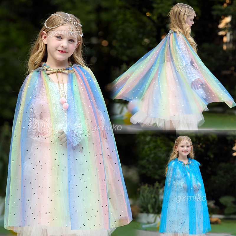 Christmas Frozen Shawl Kids Girl Fairy Cape Frozen Elsa Dress Up ...