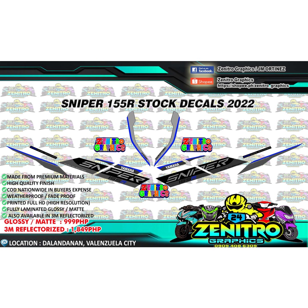 SNIPER 155R STOCK DECALS FULLY LAMINATED (PREMIUM COPY ONLY NOT GENUINE ...