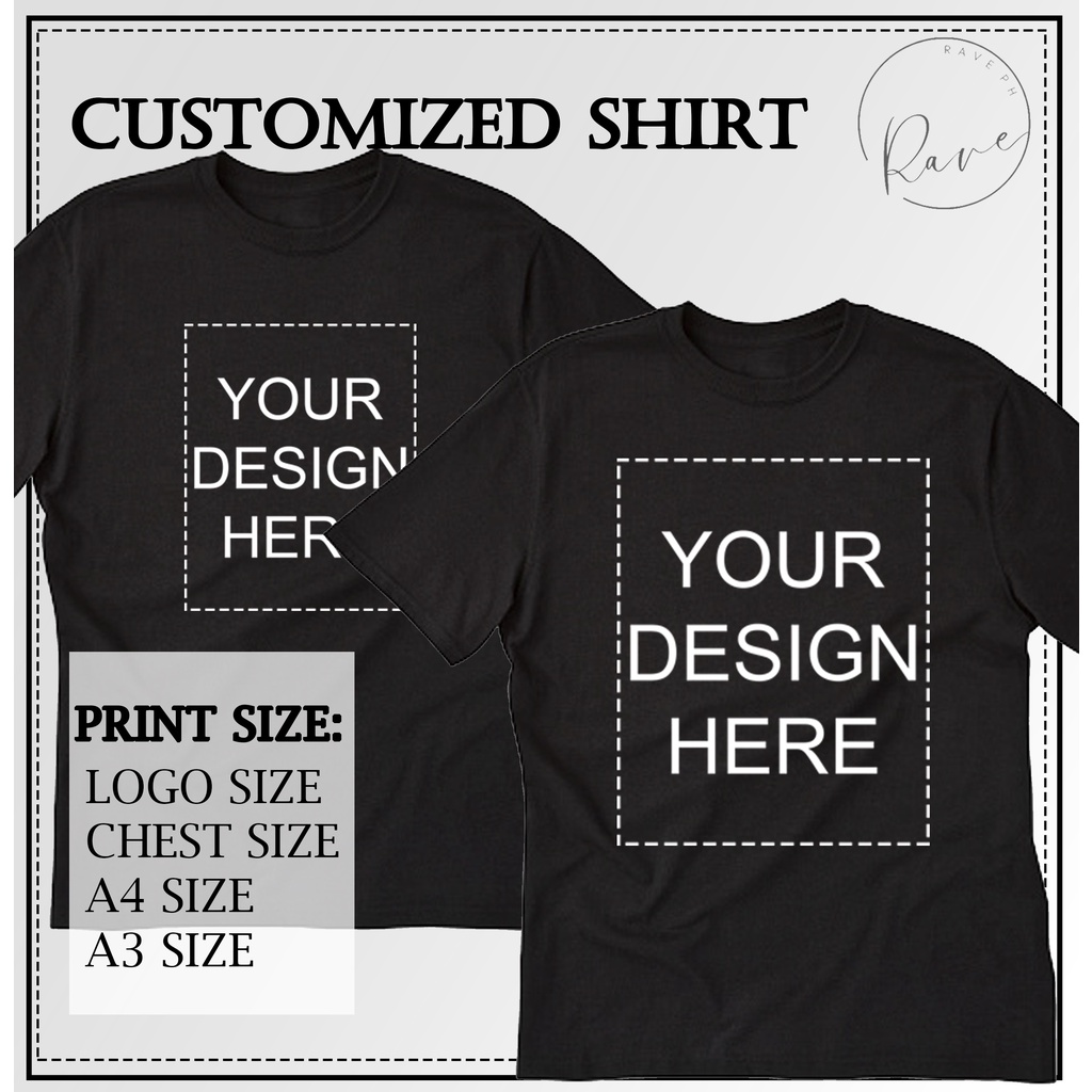CUSTOMIZED / PERSONALIZED TSHIRT OWN DESIGN LOGO TO A3 SIZE (FRONT ONLY ...