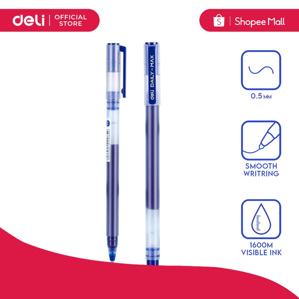 Deli G16-BL Daily Max Gel Pen 0.5mm Blue 1PC | Shopee Philippines