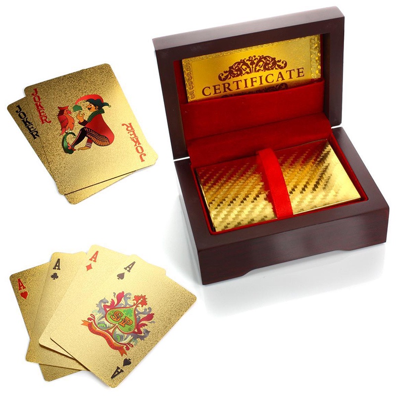 New Luxury 24K Gold Plated Foil Playing Cards Poker Deck with Red Box ...