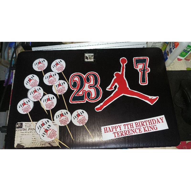 customized photo Printed cake toppers and cupcakes Red air Michael ...