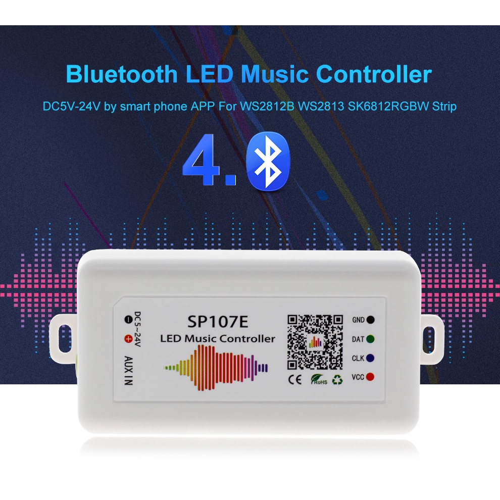 SP107E DC5V-24V Bluetooth Music LED Controller full color RGB SPI ...