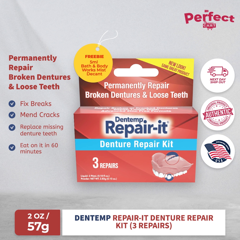 Dentemp Repair-it Denture Repair kit 3 Repairs 2.96ml | Shopee Philippines