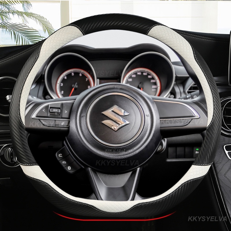 Carbon Fiber Leather D Shape 38cm Car Steering Wheel Cover For Suzuki ...
