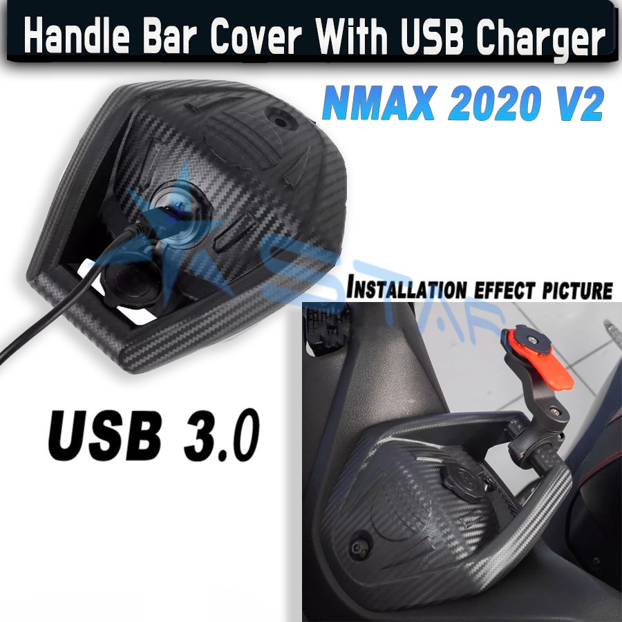 SKY Nmax 2020 V2 Carbon Handle Bar Cover With USB Charger | Shopee ...