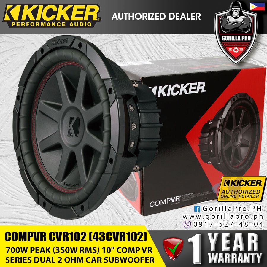 Kicker CompVR CVR102 (43CVR102) 700W Peak (350W RMS) 10 Comp VR Series ...