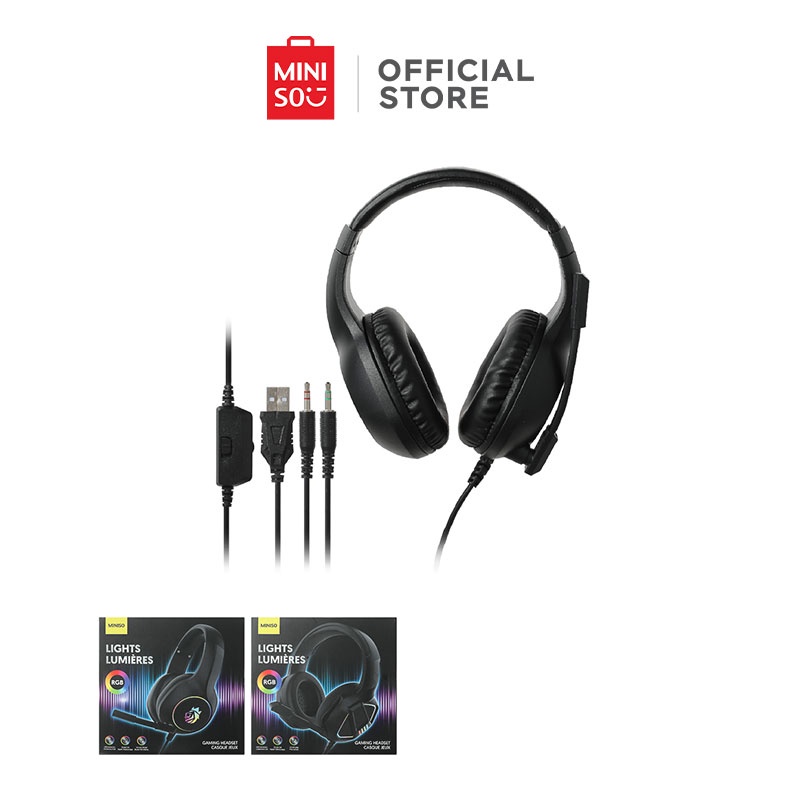 MINISO RGB Gaming Headset Heavy Bass Model H05 Black | Shopee Philippines