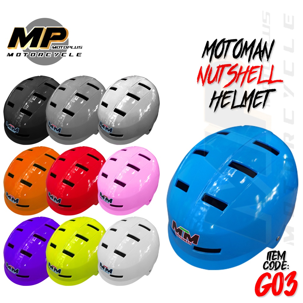 MOTOPLUS MOTORCYCLE MOTOMAN NUTSHELL HELMET (ITEM CODE G03) | Shopee ...