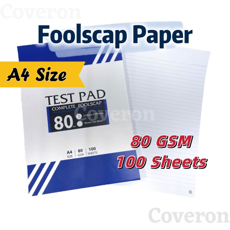 100pcs 80gsm A4 Foolscap Paper / Exam Sheets / Test Pad / Test Sheet ...
