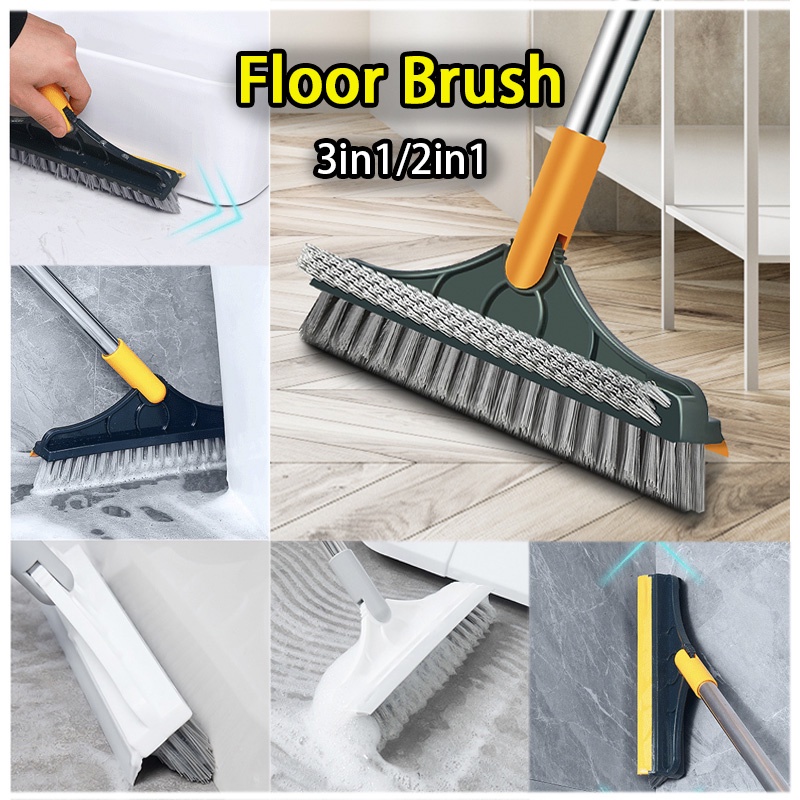 3 in 1 Floor Scrub Brush with Long Handle, Grout Brush with V-Shaped ...