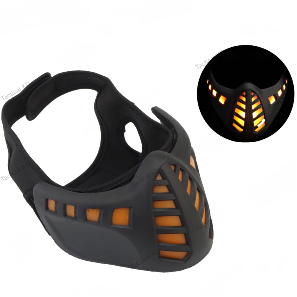 Tactical LED Half Face Masks CS Shooting Paintball Mask Detachable ...