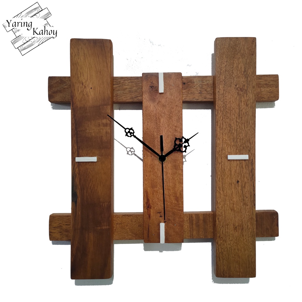 FENCE CLOCK wall clock analog display wood furniture wooden decoration ...