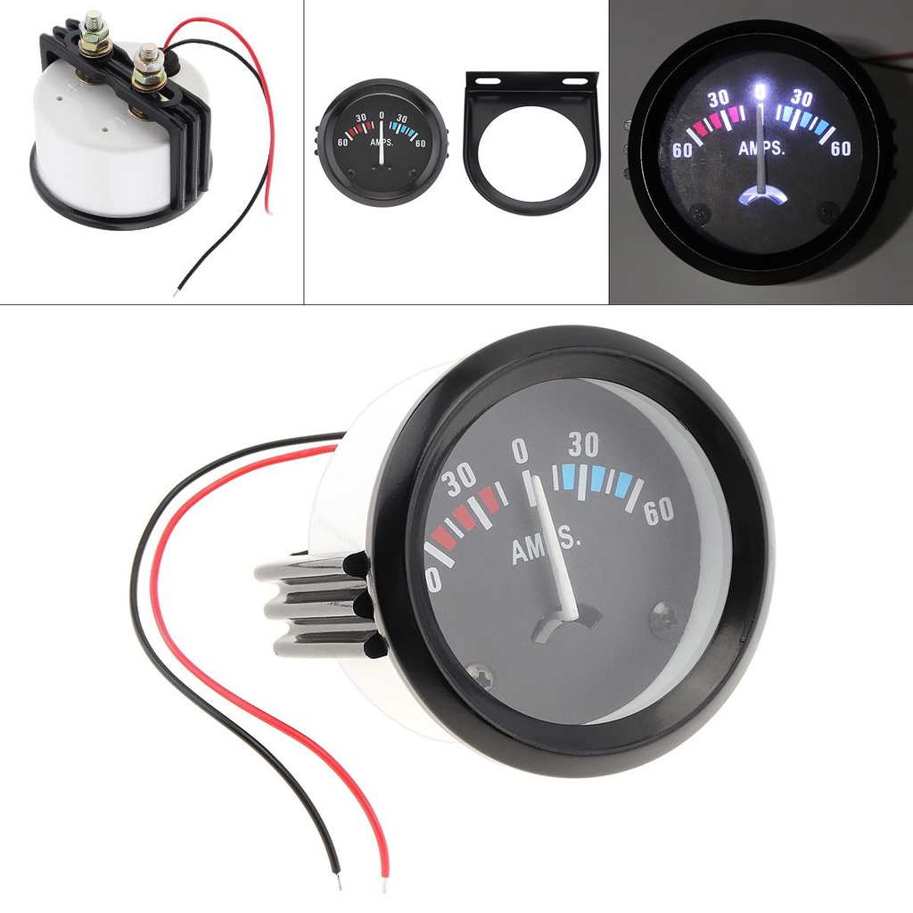 2 Inch 12V 52MM Universal Ammeter Gauge Meter 60-0-60 AMP for Car ...