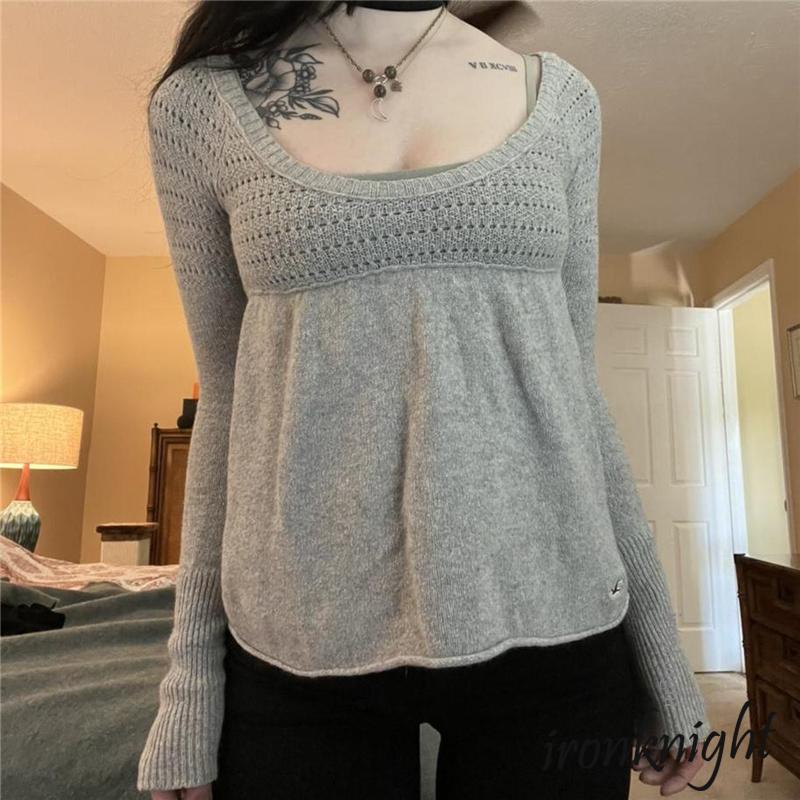 ironknight-Fairycore Grunge Sweater 2000s Aesthetic Women Solid Color ...