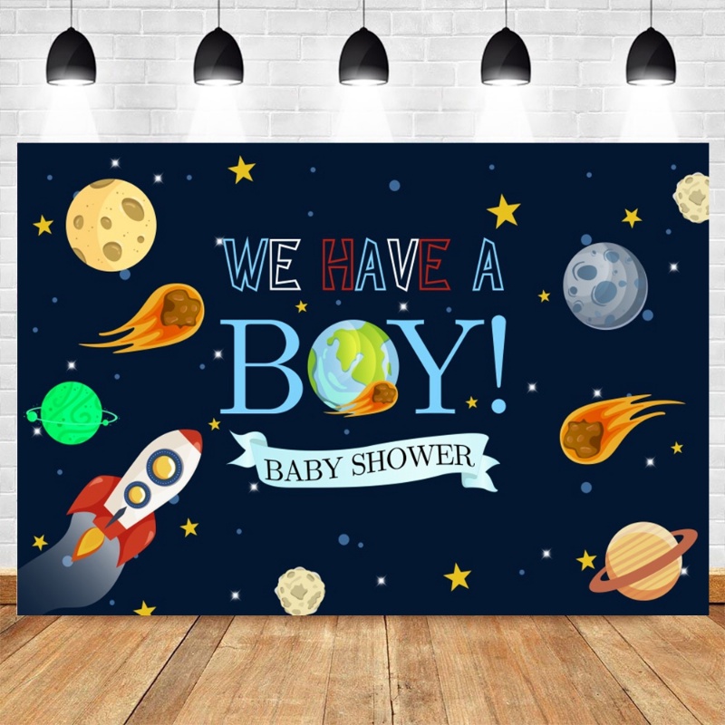 Universe Space Planet Spacecraft Astronaut Backdrop Baby Boy Birthday ...
