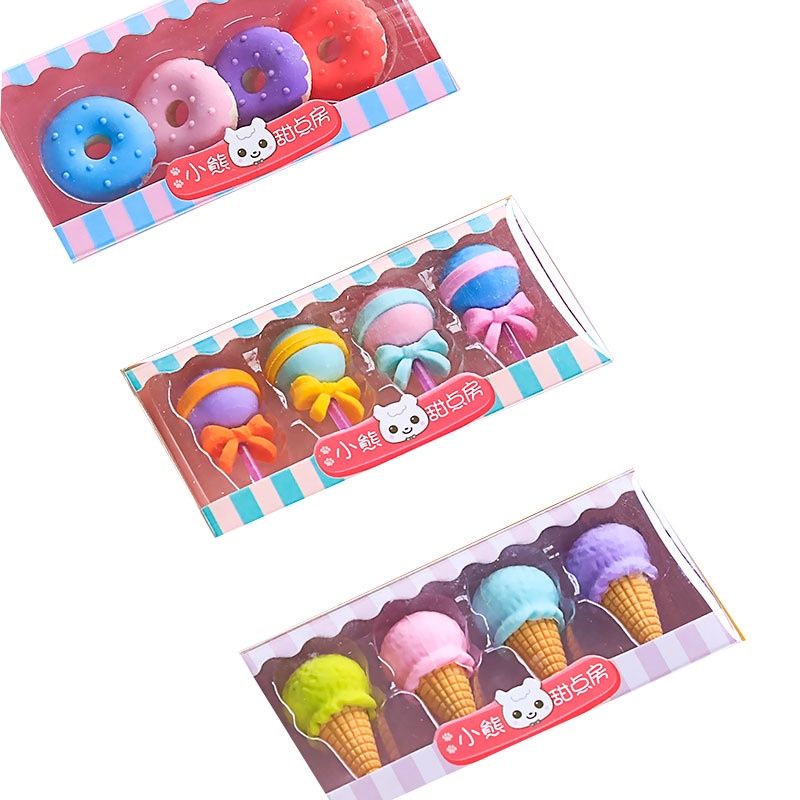 Fun Food Eraser Set-Cute Burger, Ice Cream and Cake Stationery | Shopee ...