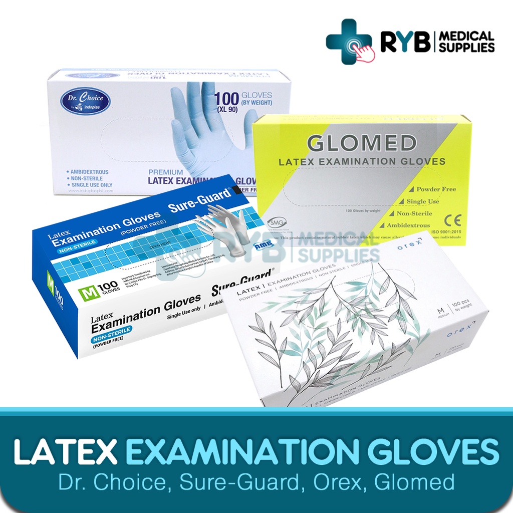 Latex Examination Gloves (100 pcs/box) Dr.Choice, Sure-Guard, Orex, Greatgloves | Shopee Philippines