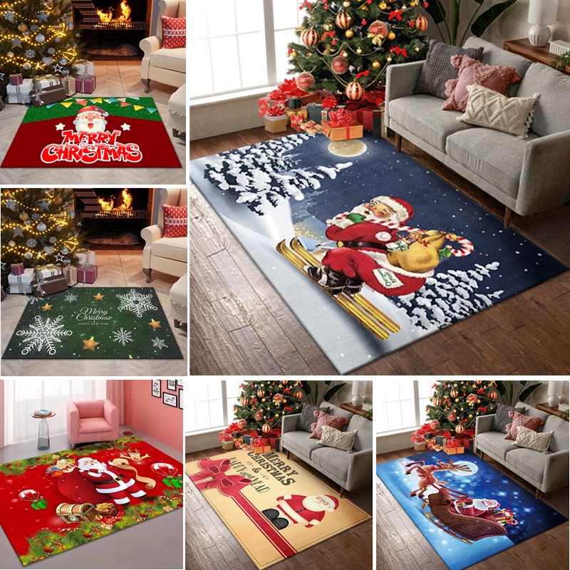 80*120CM Christmas Mat Living Room Bedroom Carpet Christmas Eve ...
