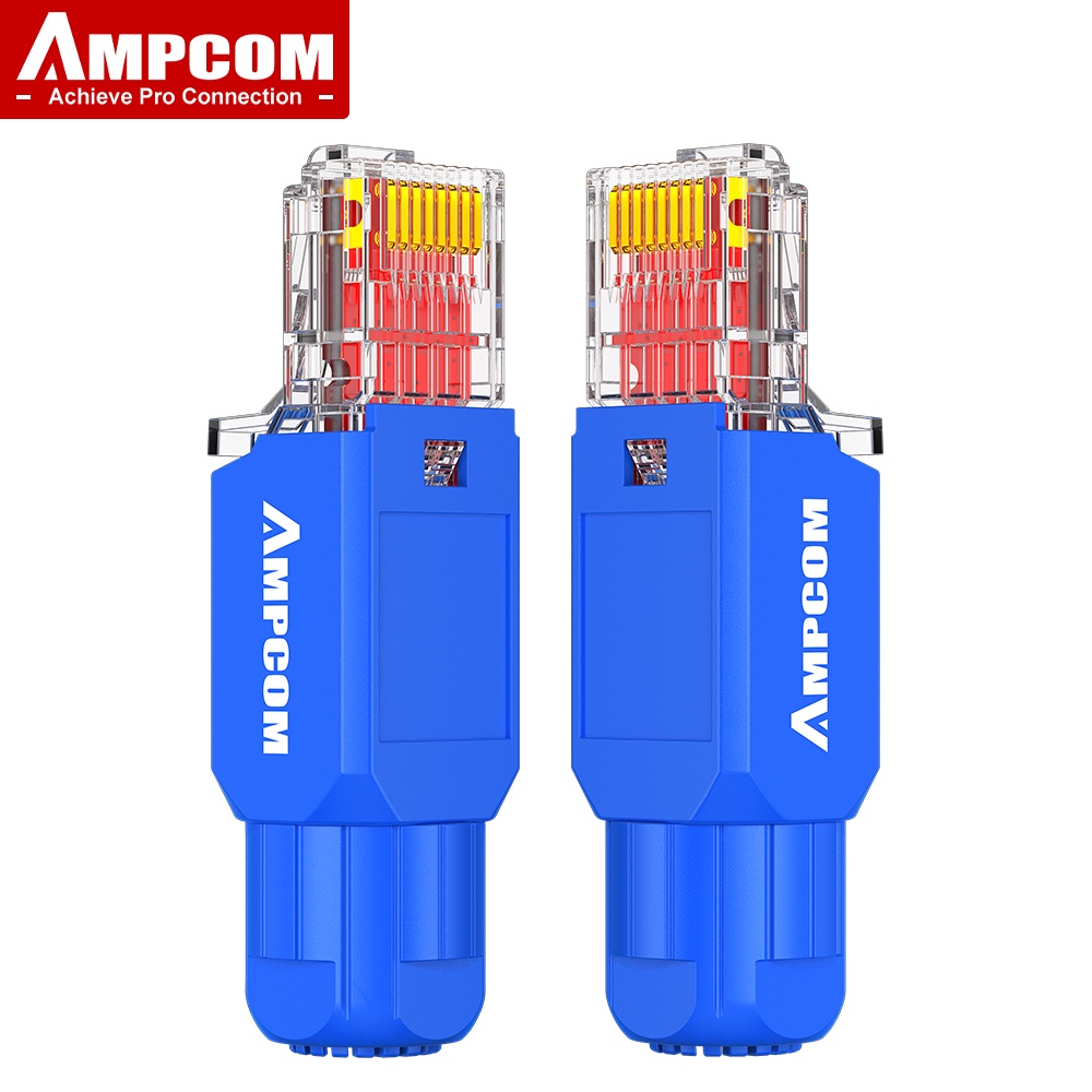 AMPCOM CAT6A Tool-Free UTP RJ45 Termination Plug, CAT6A CAT6 RJ45 Crimper Free. Multiple Colors ...