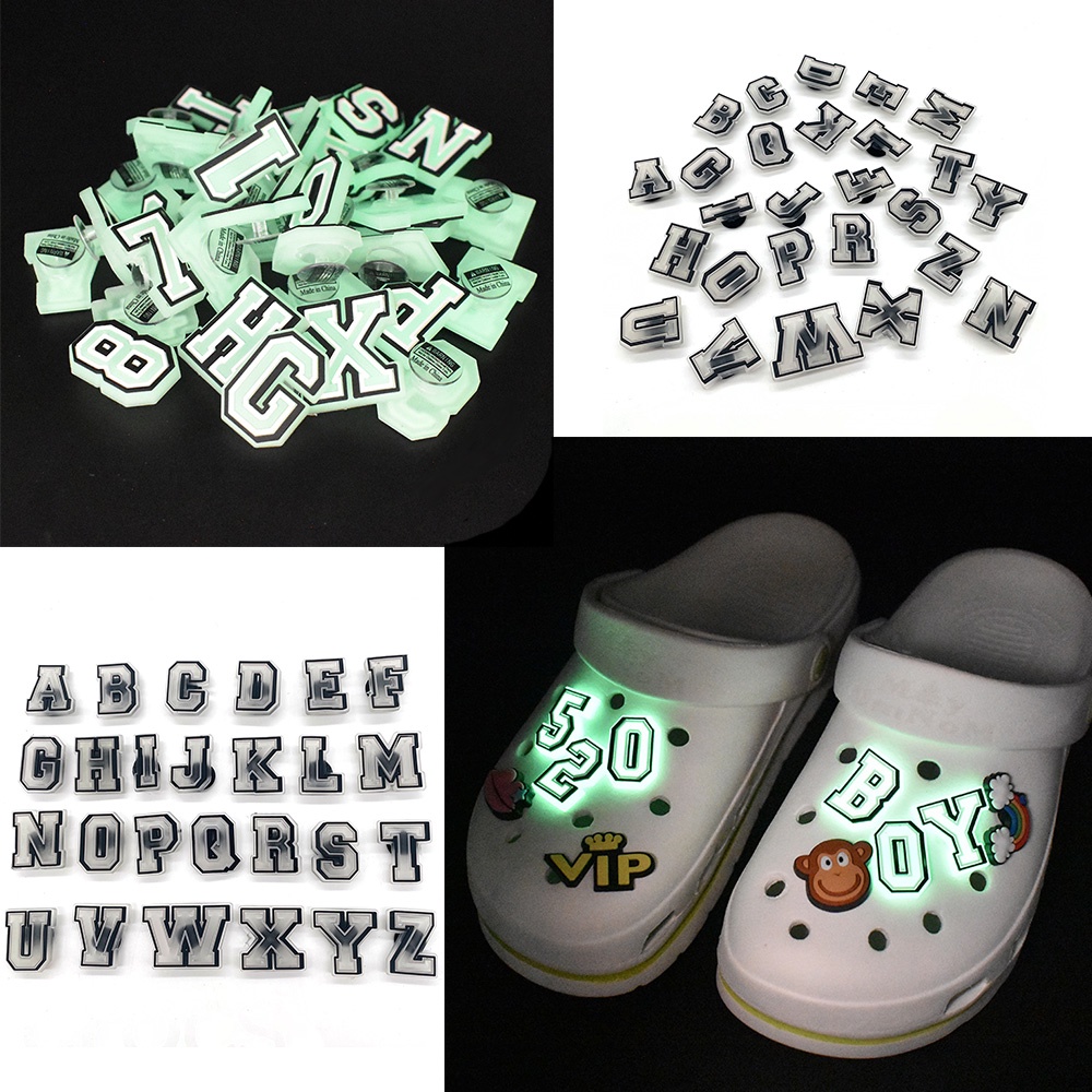 Fluorescent Black and White English letters Series Shoe Charm ...
