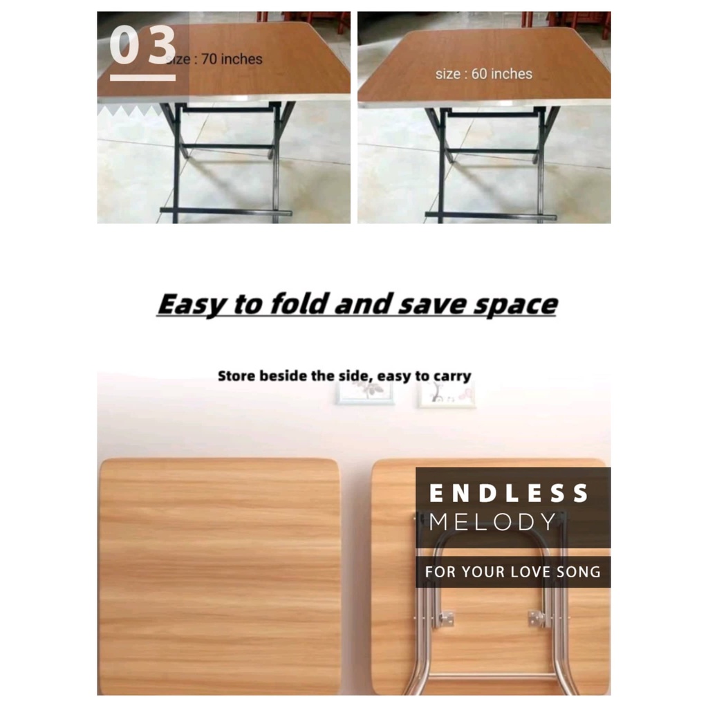 folding table folding square table small Save space 60cm and 70cm ...