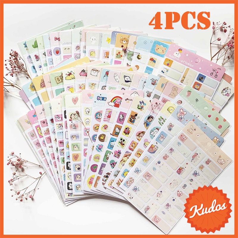 KUDOSTH (4 Sheets) Name Writing Stickers Can Write Text Tags Attach To ...