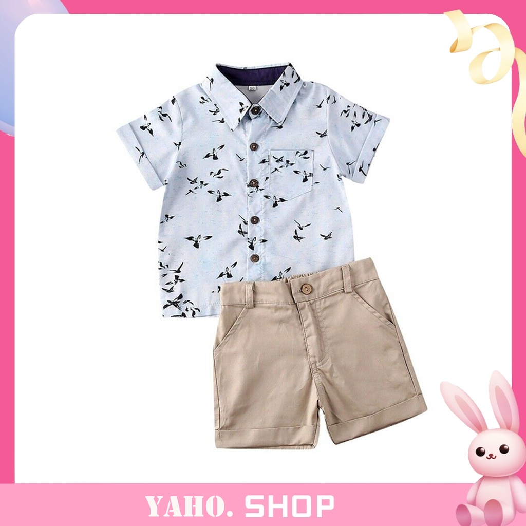 ZXT-Infant Baby Boy Outfit Short Sleeve Sea Gull Print Shirt Tops ...