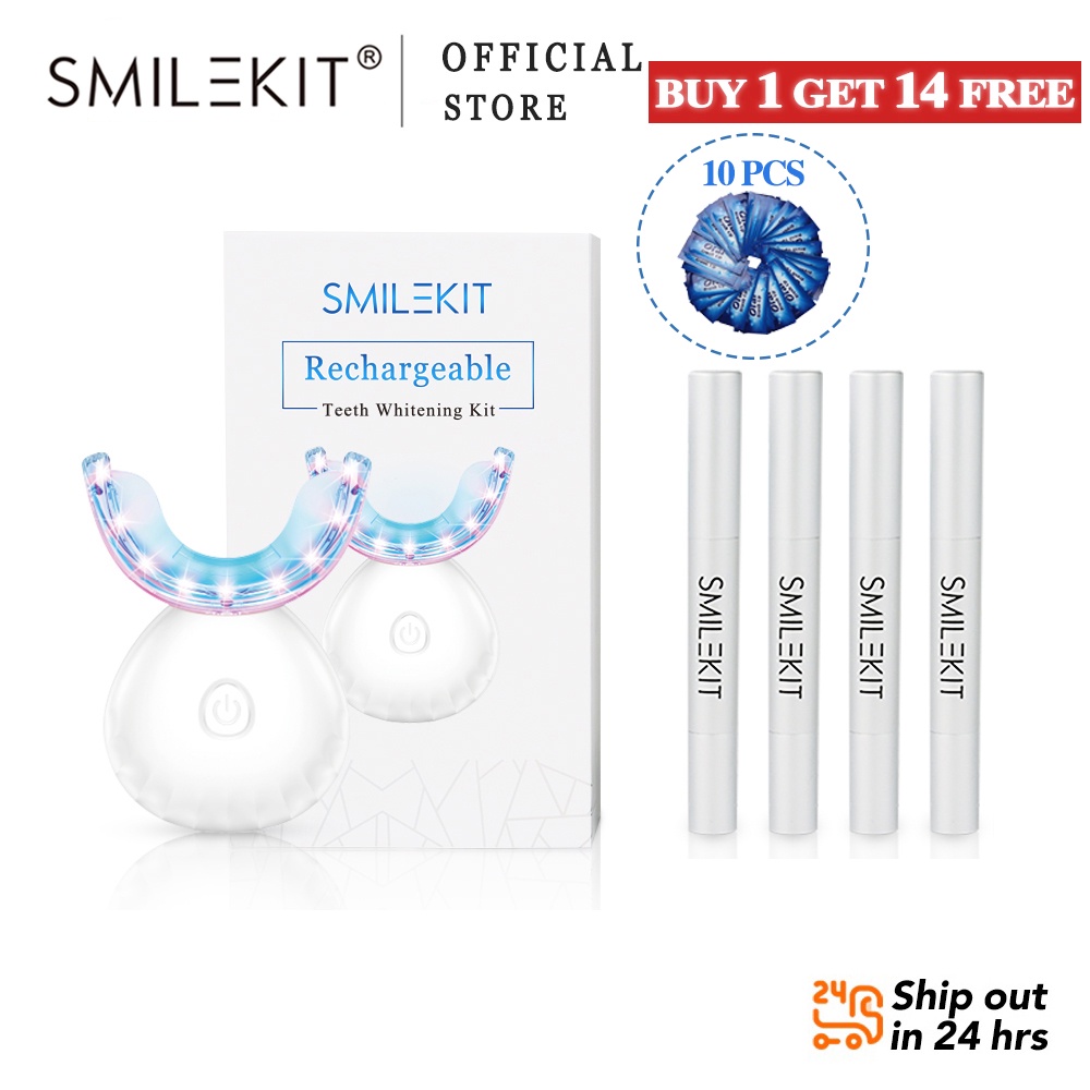 【Upgraded】Smilekit Teeth Whitening Kit 32LED Perfect Smile Set Free 10 ...
