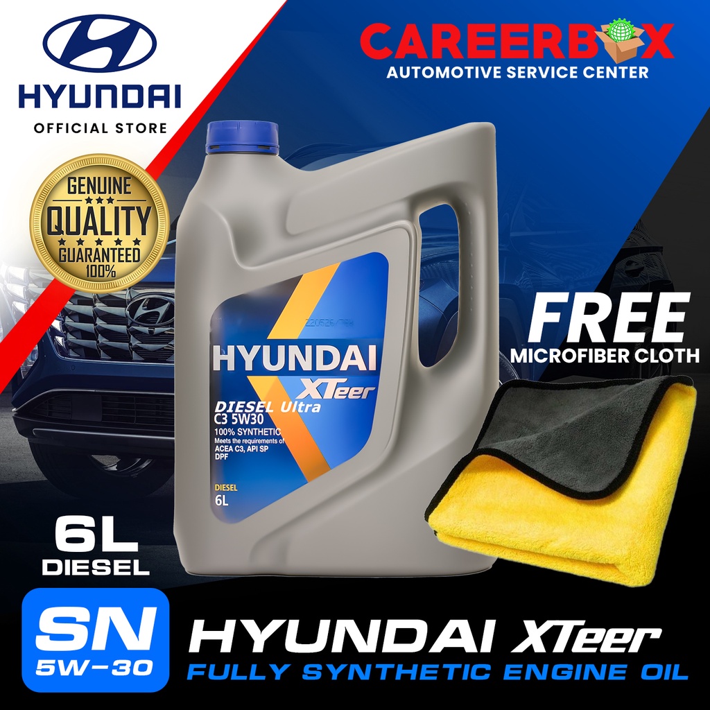 HYUNDAI XTEER DIESEL ULTRA C3 5W30 100% SYNTHETIC OIL 6 LITERS | Shopee ...