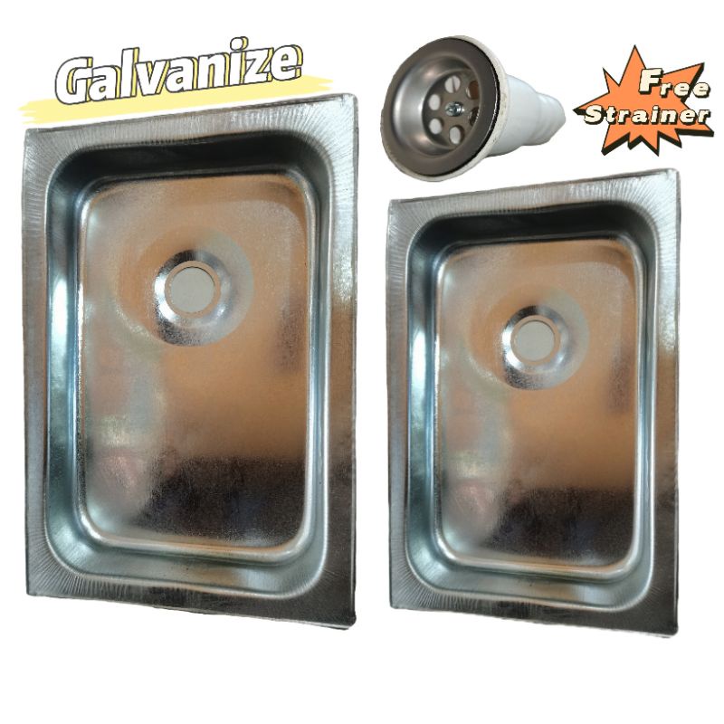 Galvanized Sink Lababo Small & big Free Strainer! Stainless Sink 14x20 ...