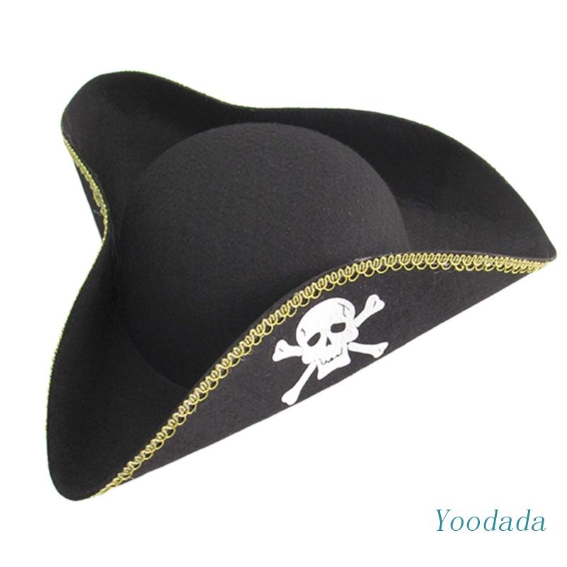 Yoo Halloween Tricorn Hat Delicate Black Tricorn Hats Buccaneer Costume ...