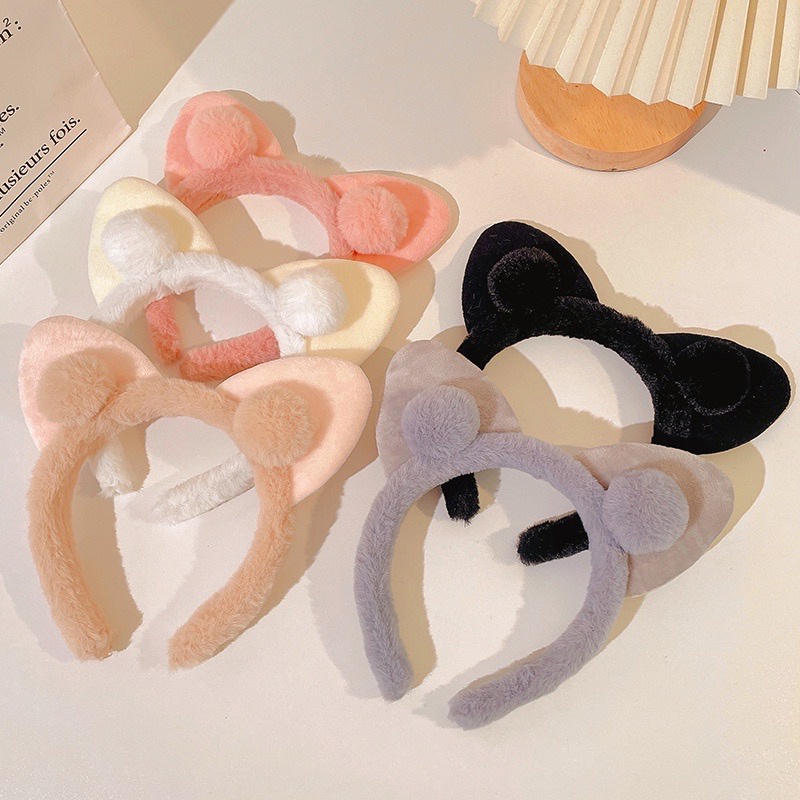 Cute Cat Ears Plush Hair Band Wash Face Headband Gentle Girl Hair ...