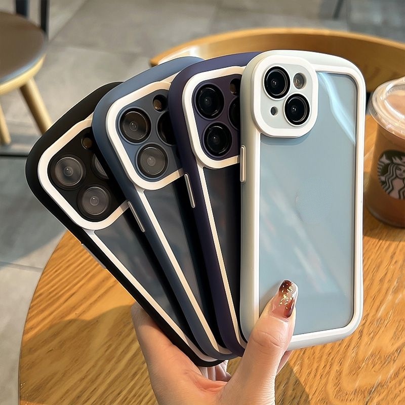 Transfaprent Dual Color Edge Design Phone Case Compatible With IPhone ...