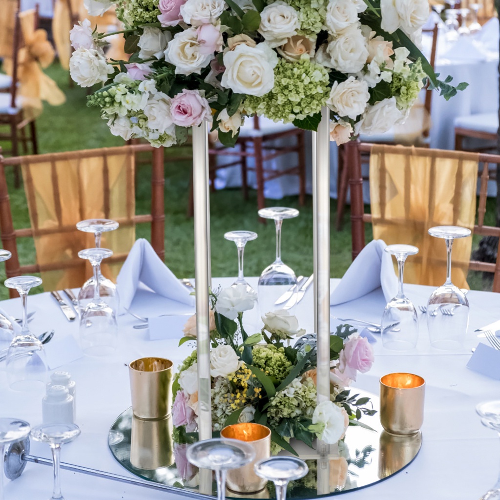 Wedding Centerpieces Flower Base Arrangement Columns Vases Shelf ...