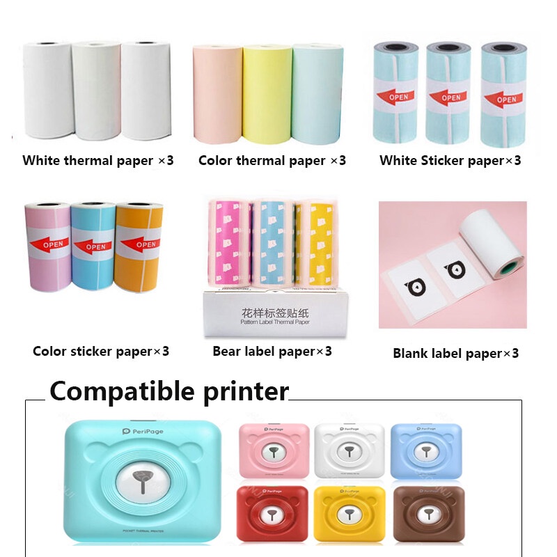 57*30mm 3 Rolls Thermal Paper Sticker Paper Label Paper Photo Paper ...