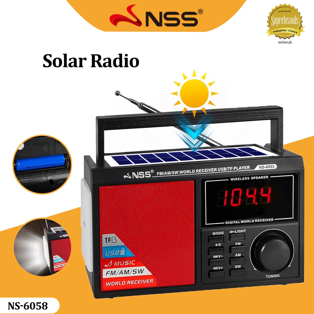 NSS Solar Radio With Bluetooth 3 BAND FM/AM/SW USB/TF World Receiver ...