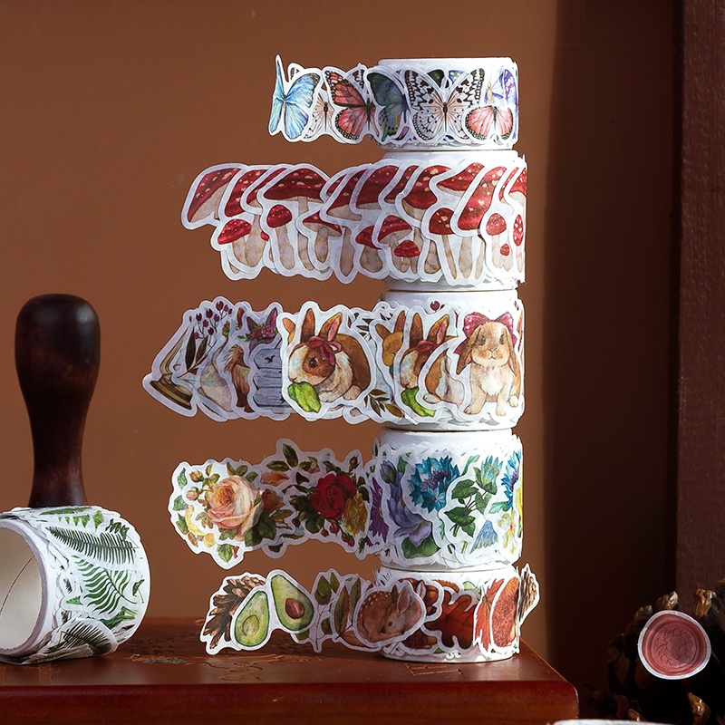 Journamm 100pcs/roll Creative Washi Stickers Flowers Stickers Collage ...