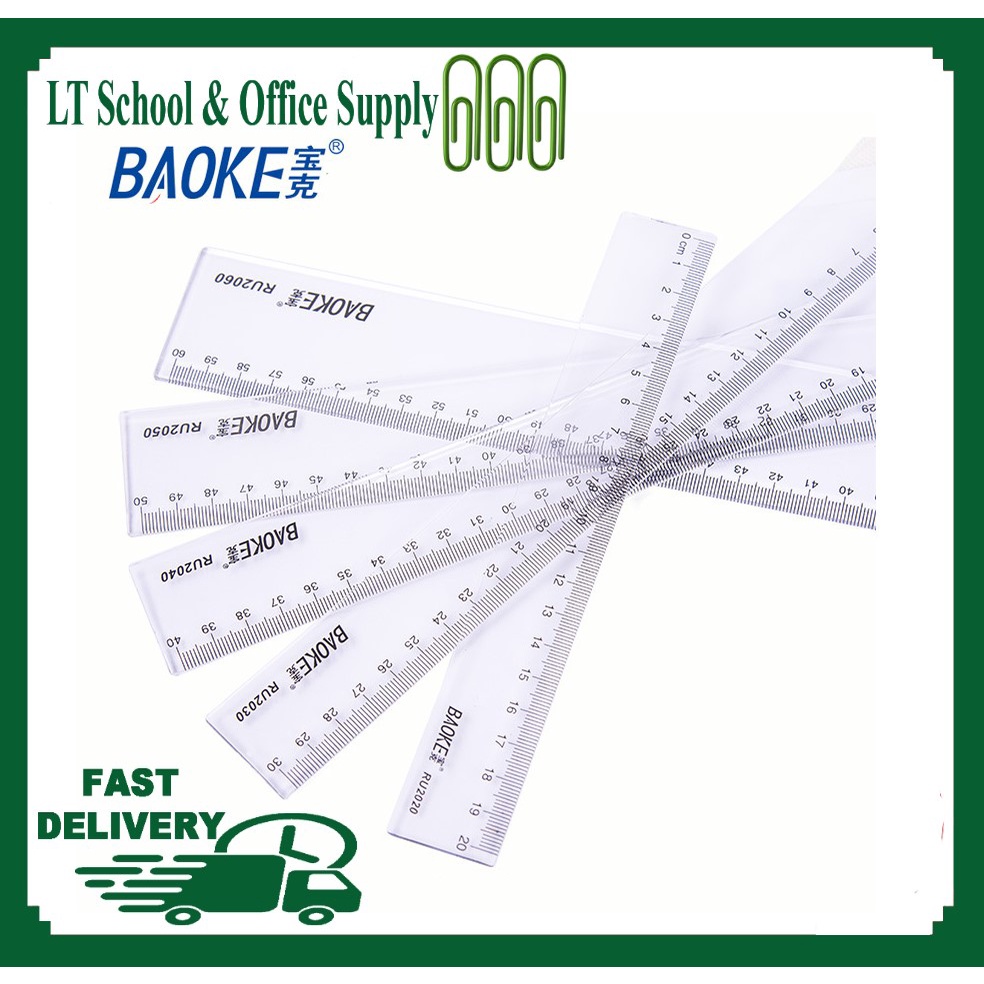 Baoke Plastic Ruler Centimeters Measurement Transparent (Random Size ...