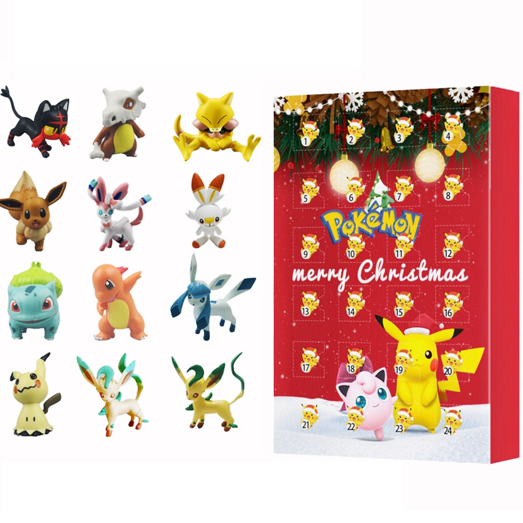24pcs New Pokemon Advent Calendar Box Action Figure Toys Pikachu Anime ...