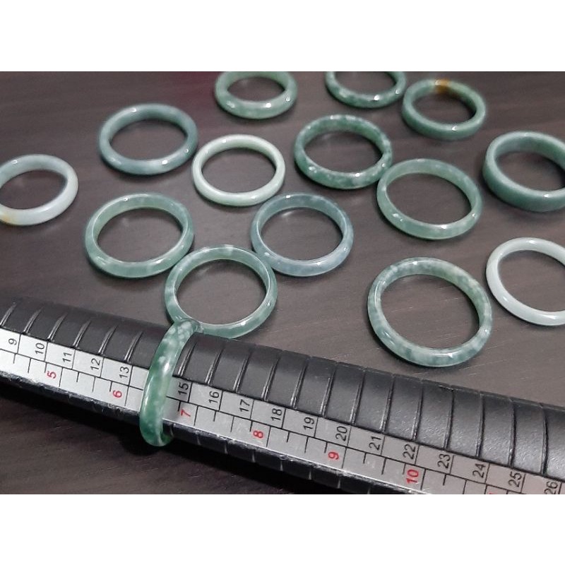 ♡KLF888♡ Natural Burmese Ice Blue Water Jadeite Jade Thin Bangle Rings ...