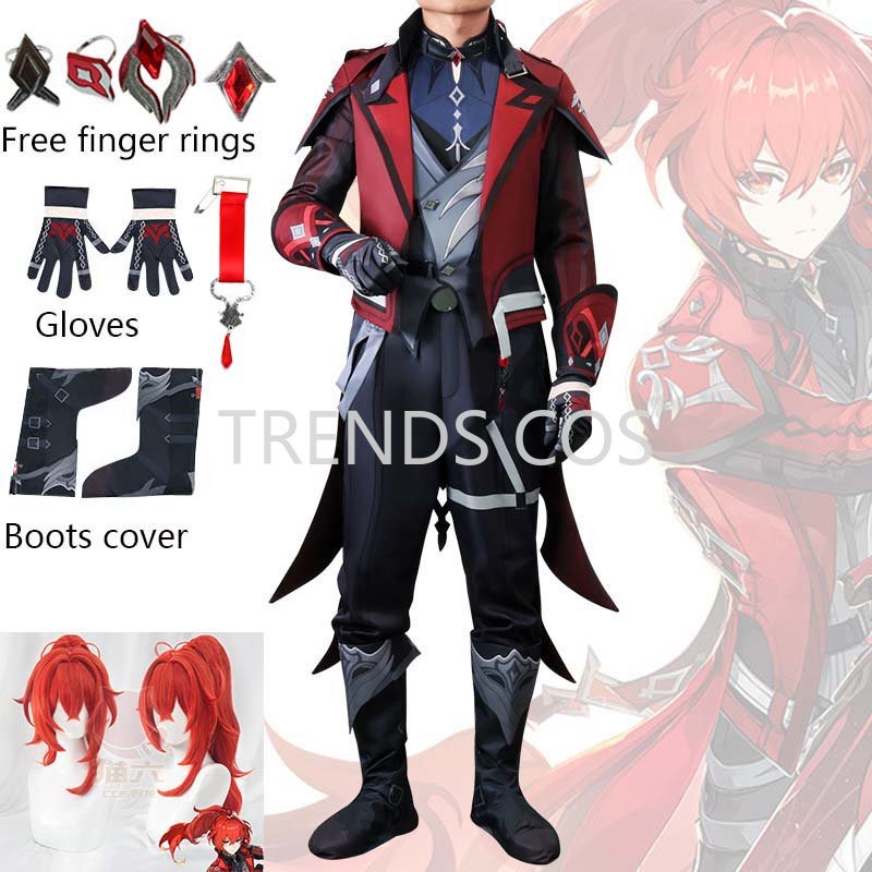 Game Genshin Impact Diluc Ragnvindr New Skin Cosplay Costume Halloween