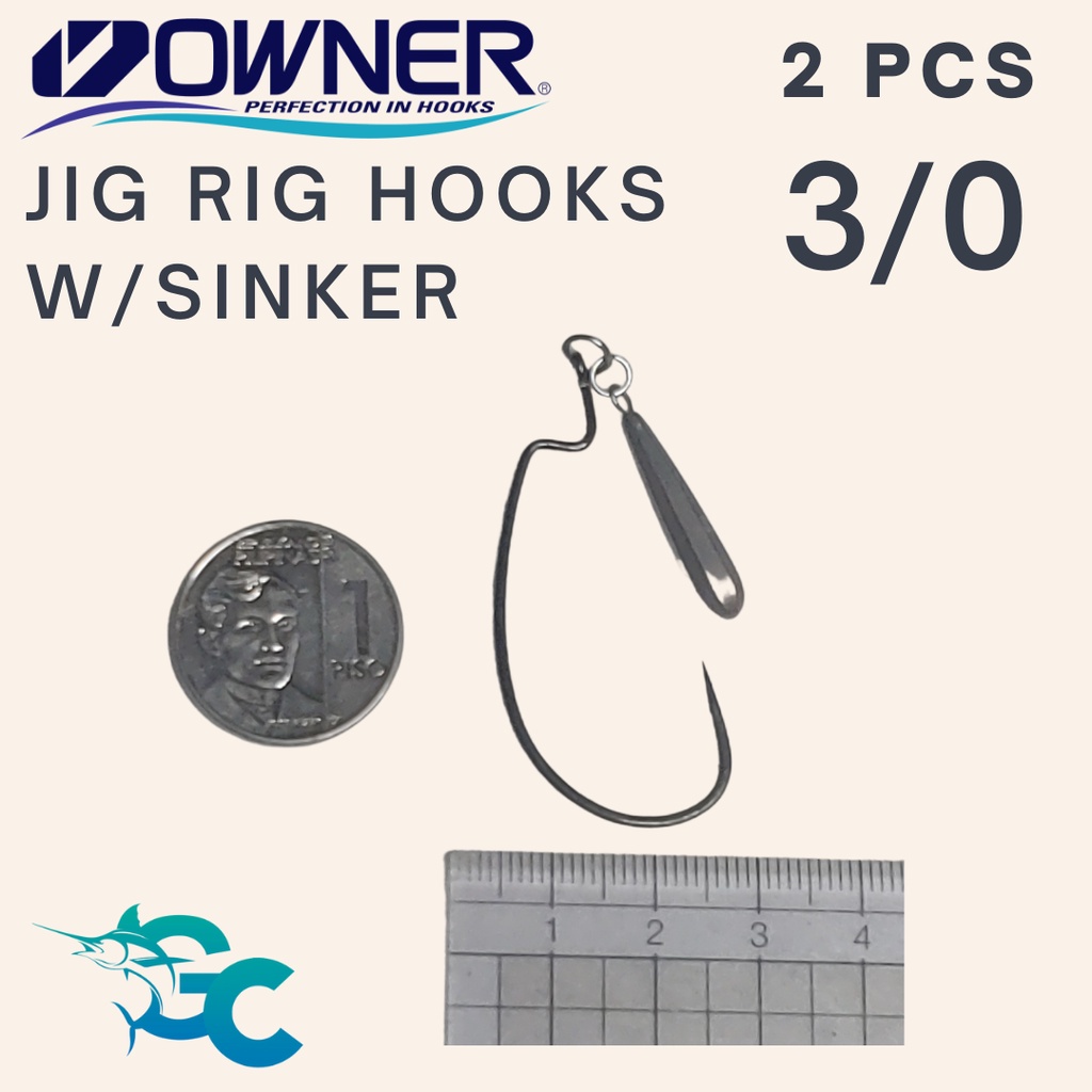 Owner Jig Rig 3/0 J Hooks with Tungsten Sinker 5117-033 for Soft Bait ...